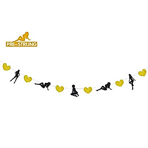 KAPOKKU Handmade Glitter Funny Banner Female Dancers Strippers Banner for The Bachelor Bachelorette Party Naughty Dirty Hen Party Engagement Bridal Shower Valentines Day Wle Dancers Strippers Banner