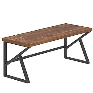 IBF Solid Real Wood Computer Desk, 60” Rustic Natural Real Wood Home Office Desk, Industrial Real Wood Writing Desk for Living Room, Metal Wooden Executive Workstation Computer Table, Brown, 60 Inch