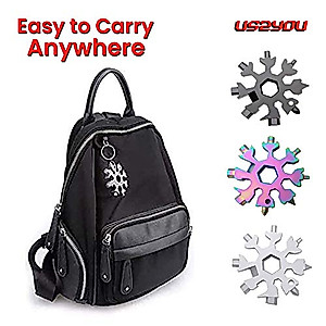 US2YOU 18-in-1 Snowflake Multitool pack of 3, Stainless Steel Screwdriver Hand DIY Snowflake Multi tool, Portable Camping Accessories , Gadgets For Men and Christmas Gifts for Men, Women