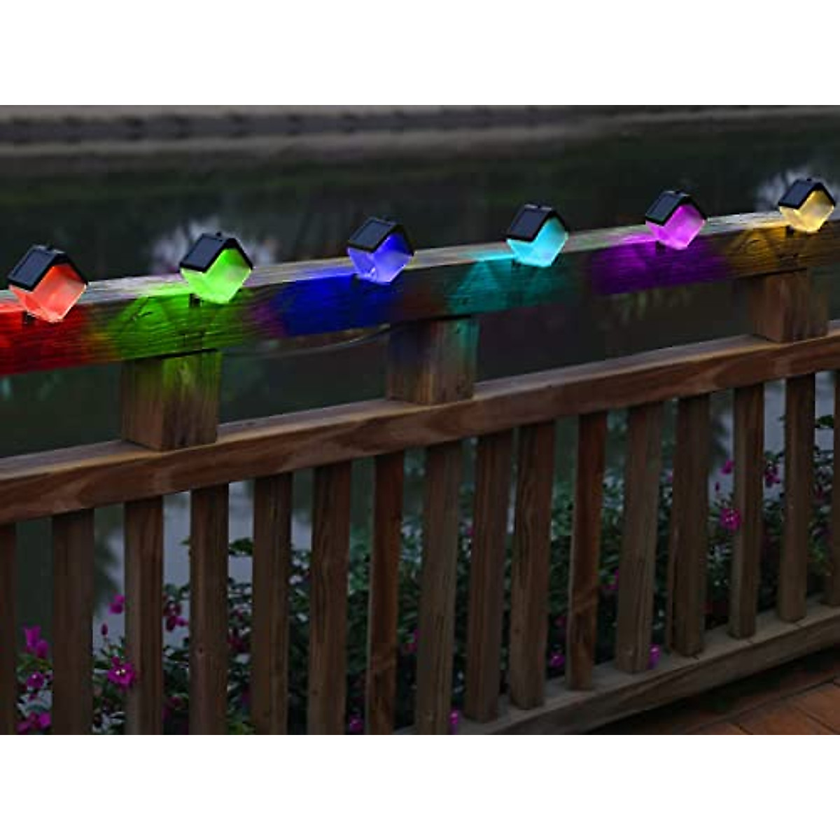 ELELINK Solar Hanging Lights Decorative Lamp White/RGB Mode Lighting for Christmas Tree Patio Garden Fence Post, Fixture with Wall Mount Kit & Hanging Clipper