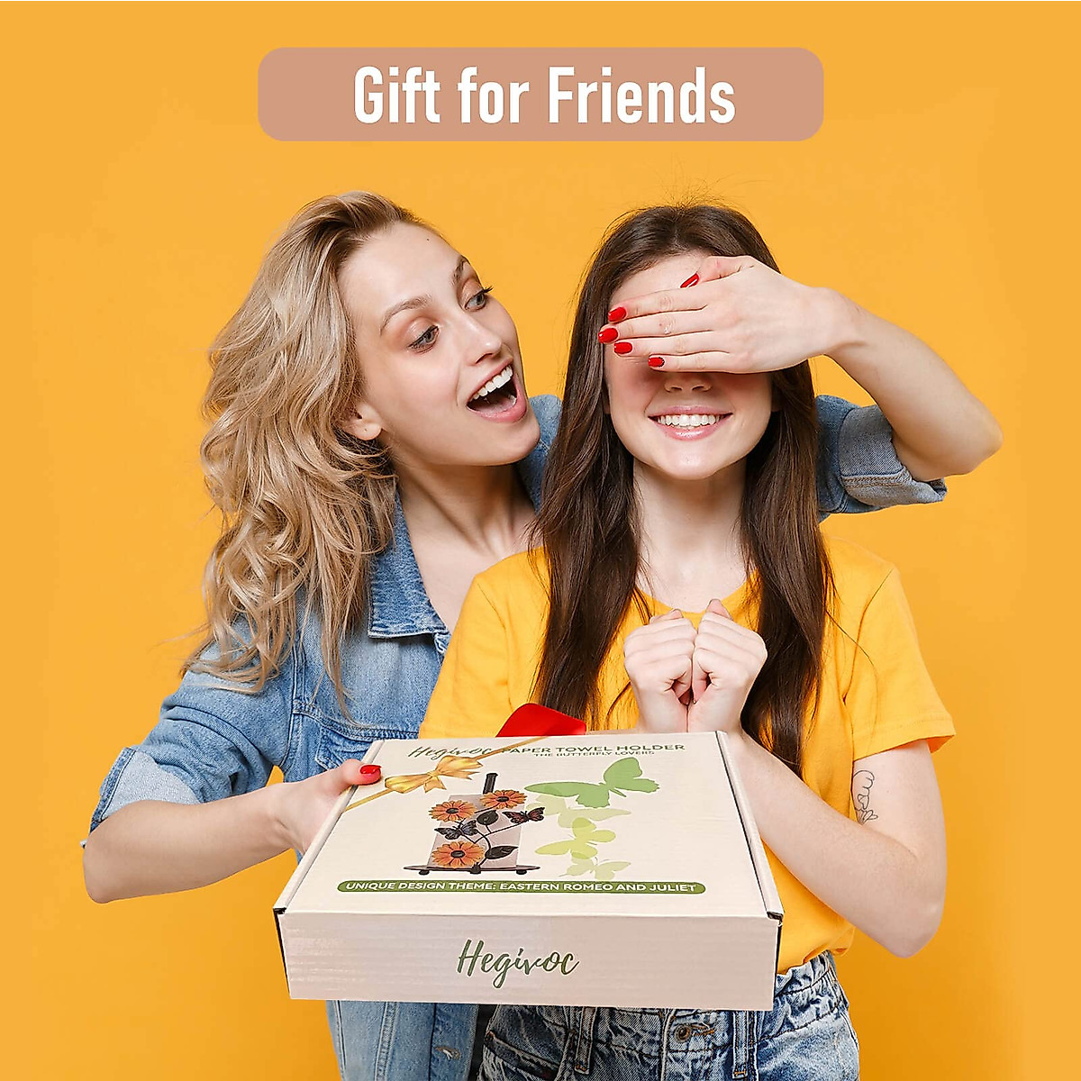 2 PACK Paper Towel Holder, Sunflower Paper Towel Holder Countertop for Home & Kitchen decor, Pioneer Woman Kitchen Accessories, Birthday Gift Idea for Friends, Mom, Wife, Women, Housewarming-Black