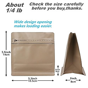 BAAGGNAA 150 Pack High Barrier Stand-Up Coffee Bean Bags with Vented Valve Matte Metallic Ziplock Heat-Sealable & Resealable Solid Color Pouches (Square,5.3 * 5.5 inch,1/4 lb,Light Brown)
