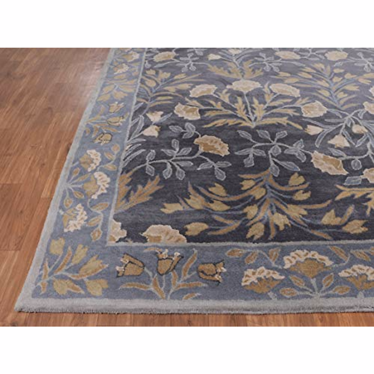 Old Hand Made Floral Blue Tulip Traditional Persian Oriental Woolen Area Rugs (9'x12')