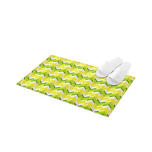 Abstract Geometry Plush Mats Indoor Doormat Bath Rugs Non Slip, Washable Cover Floor Rug Absorbent Carpets Floor Mat Home Decor for Kitchen Bathroom Bedroom Yellow and Green Zigzag Line 16x24in