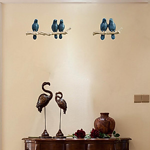 JiuLiJiu Handmade Rustic Bird Decorative Wall Hooks - Entryway Key Hanger, No-Drill Installation, Country Style Coat and Hat Hooks (Dark Blue, 3 Birds with 3 Hooks)