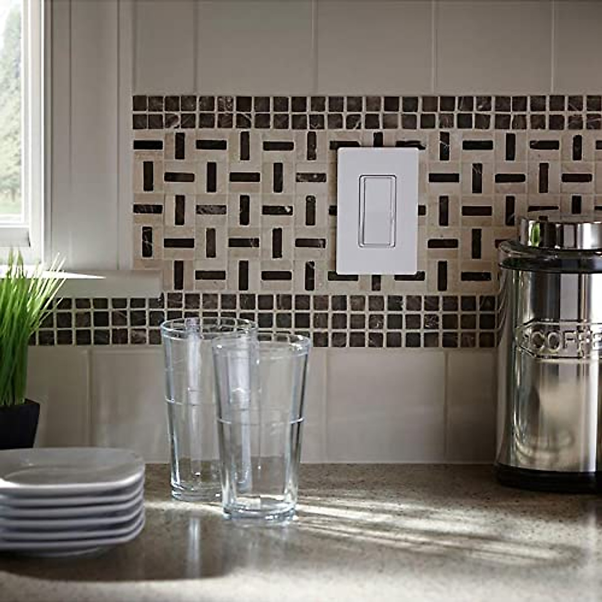 Lutron Diva LED+ Dimmer for Dimmable LED, Halogen and Incandescent Bulbs with Wallplate | 150W/Single-Pole or 3-Way | DVWCL-153PH-LA | Light Almond