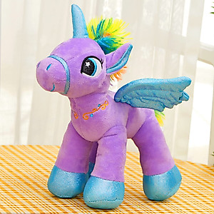 Houwsbaby 14'' Purple LED Light Up Unicorn Stuffed Animal,Unicorn Plush Toy,Glowing Horse Plush Toy Night Light Glitter Present for Kids Boys Girls Present for Easter Birthday Festival Christmas