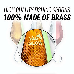 ETIC Cobra 2.5", ½oz Fishing Spoons Kit 100% Made of Brass, 3 pcs Fishing Lures, Tackle, Hooks, Baits, Spinning, Casting, Trolling for Trout, Salmon, Pike, Walleye, Bass and Mores
