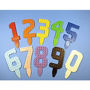 Custom Block Celebration Cake Topper Set Happy Birthday Sign, Name & Numbers Lego Compatible (1 Number / 5 Letters or Less)