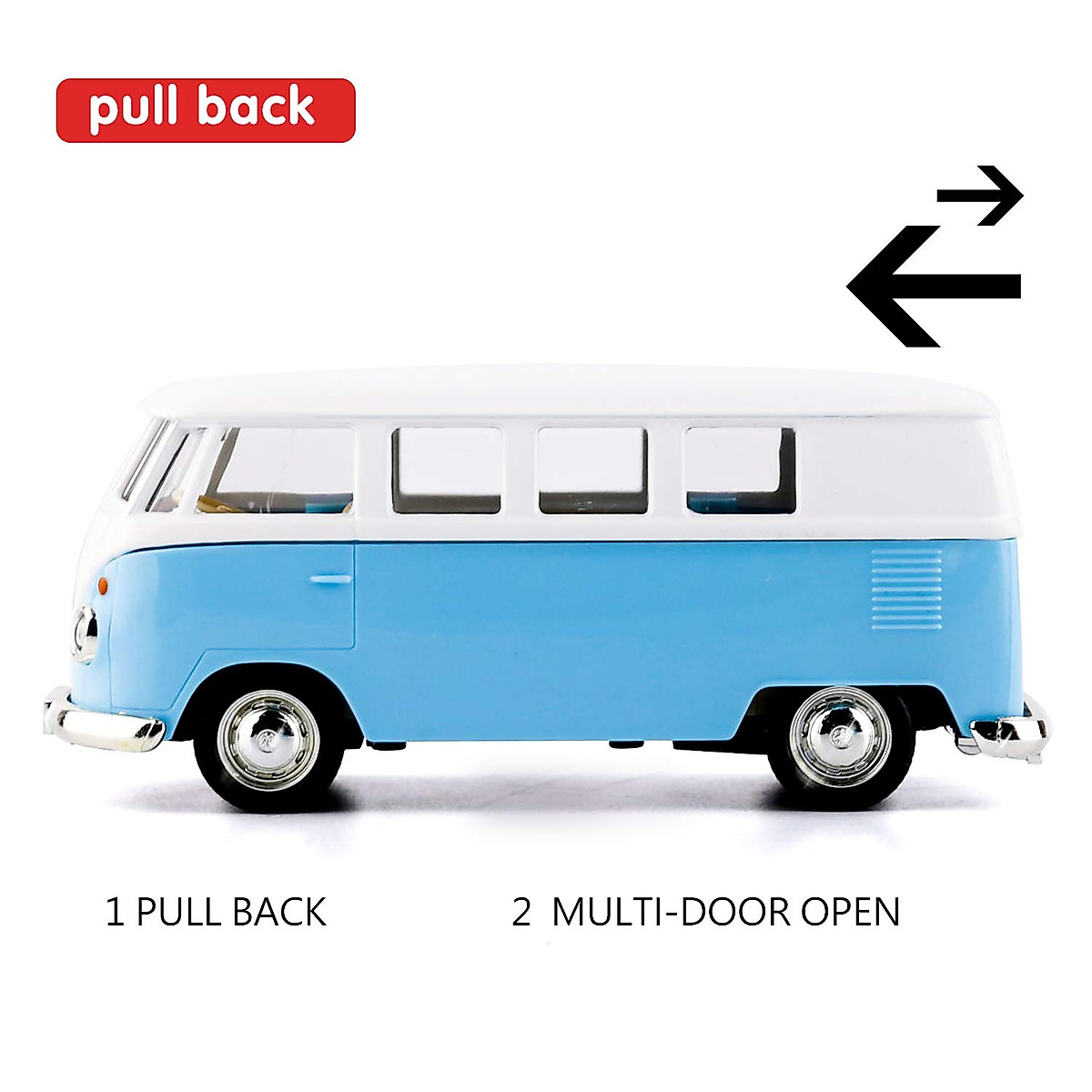 TGRCM-CZ 1/36 Scale Bus Casting Car Model, Zinc Alloy Toy Car for Kids, Pull Back Vehicles Toy Truck for Toddlers Kids Boys Girls Gift (Blue)