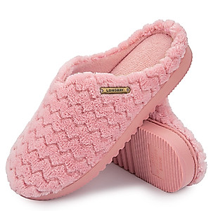 LongBay Women's Slip-On House Slippers Comfy Memory Foam Bedroom Shoes 9-10, Pink