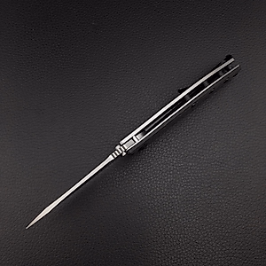 8.3 Inch Hinderer Slicer Folding Pocket Knife 0562CF, 3.5 Inch 8Cr13Mov Steel Blade, Carbon Fiber and Stainless Steel Handle, Flipper Opening, Pocketclip, Frame Lock