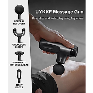 Melovinho UYKKE Mini Massage Gun, Portable Deep Tissue Massager Gun, Handheld Muscle Massagers with 5 Intensities, 4 Heads, Carry Bag, USB Charging- for Home Gym Travel Outdoors1