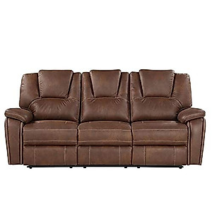 Steve Silver Katrine Brown Faux Leather Manual Reclining Sofa