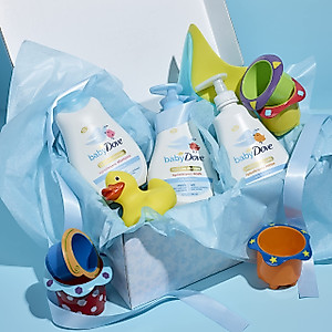 Baby Dove + Nuby Splish Splash Bathtime Gift Set Body Wash, Shampoo, Lotion, Hot Safe Bath Duck, Stacking Cups and Tear-Free Rinse Pail Baby Dermatologist Tested