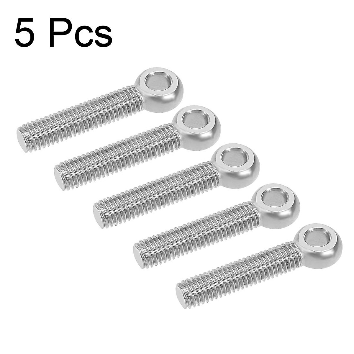 uxcell M8 x 50mm 304 Stainless Steel Machine Shoulder Lift Eye Bolt Rigging 5pcs