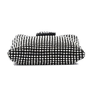 Olivia Miller Women’s Fashion Cami Black Gunmetal Rhinestone Mesh Iridescent Cell Phone Crossbody Mini Bag, Everyday Casual Evening Purse Handbag