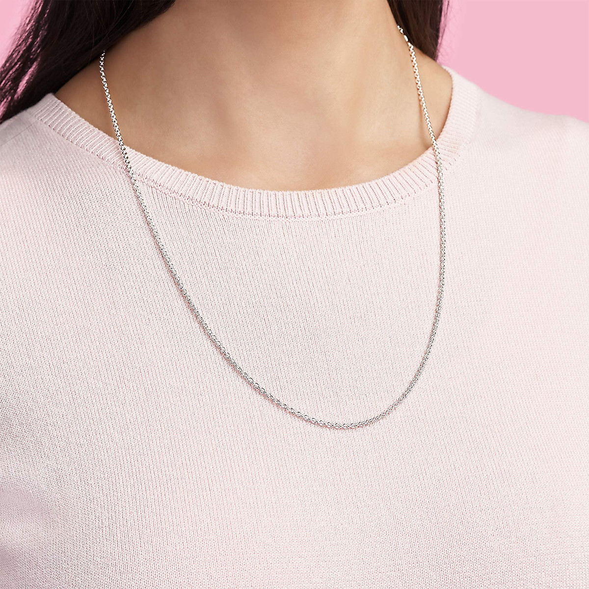 Pandora Cable Chain Necklace- Classic Chain Necklace with Lobster Clasp - Great Gift for Women - Sterling Silver Adjustable Necklace - 23.6"