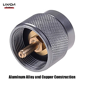 Lixada Camping Stove Adapter 1LB Propane Small Tank Input EN417 Lindal Valve Output/Propane Gas Tank Conversion Head Backpacking Stove Convert Connector, Silver