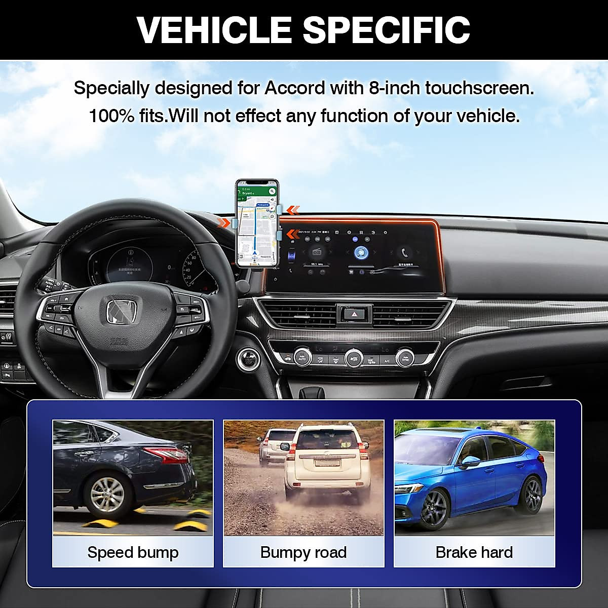 Autorder Car Phone Holder for Honda Accord 2018-2021 2022 Accessories Air Vent Screen Fixed Clip Cell Phone Mount Hands-Free 360 Degree Rotation