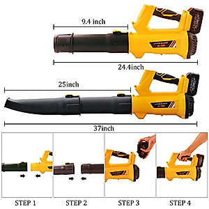 Cordless Leaf Blower - 320CFM 208MPH 21V Electric Handheld Leaf Blower with 5.2Ah Battery and Charger, 6 Variable Speed Leaf Sweeper for Leaves, Snow Debris, Dust, Yard Cleaning (Yellow)