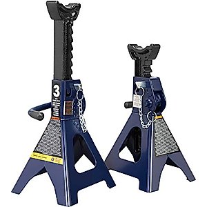 TCE 3 Ton (6,000 LBs) Capacity Double Locking Steel Jack Stands, 2 Pack, Blue, AT43002AU