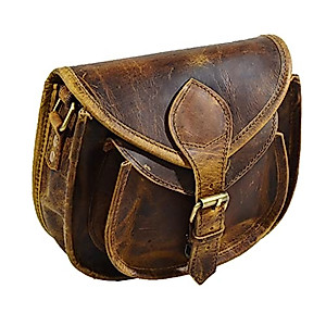 Satchel And Fable Handmade Women Leather Vintage Brown Cross Body Shoulder Bag (Medium, Brown)