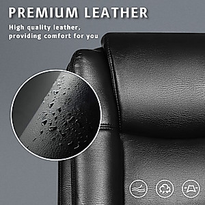 LEMBERI Office Desk Chair, Big and Tall Managerial Executive Chair, High Back Computer Chair, Ergonomic Adjustable Height PU Leather Chairs with Cushions Armrest for Long Time Sitting (Black)