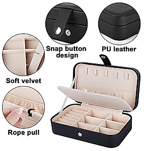 SLOZO Travel Jewelry Box,Upgraded Travel Jewelry Case,Portable Jewelry Boxes for Women,PU Leather Jewelry Box,Travel Jewelry Organizer for Necklaces,Rings,Earrings,Bracelets,Black