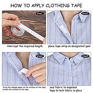 Outus 16 Feet Double Sided Fashion Body Tape, Beauty Tape, Clear Fabric Double Sided Tape for Clothing Dress Wedding Prom Lingerie (2 Rolls)