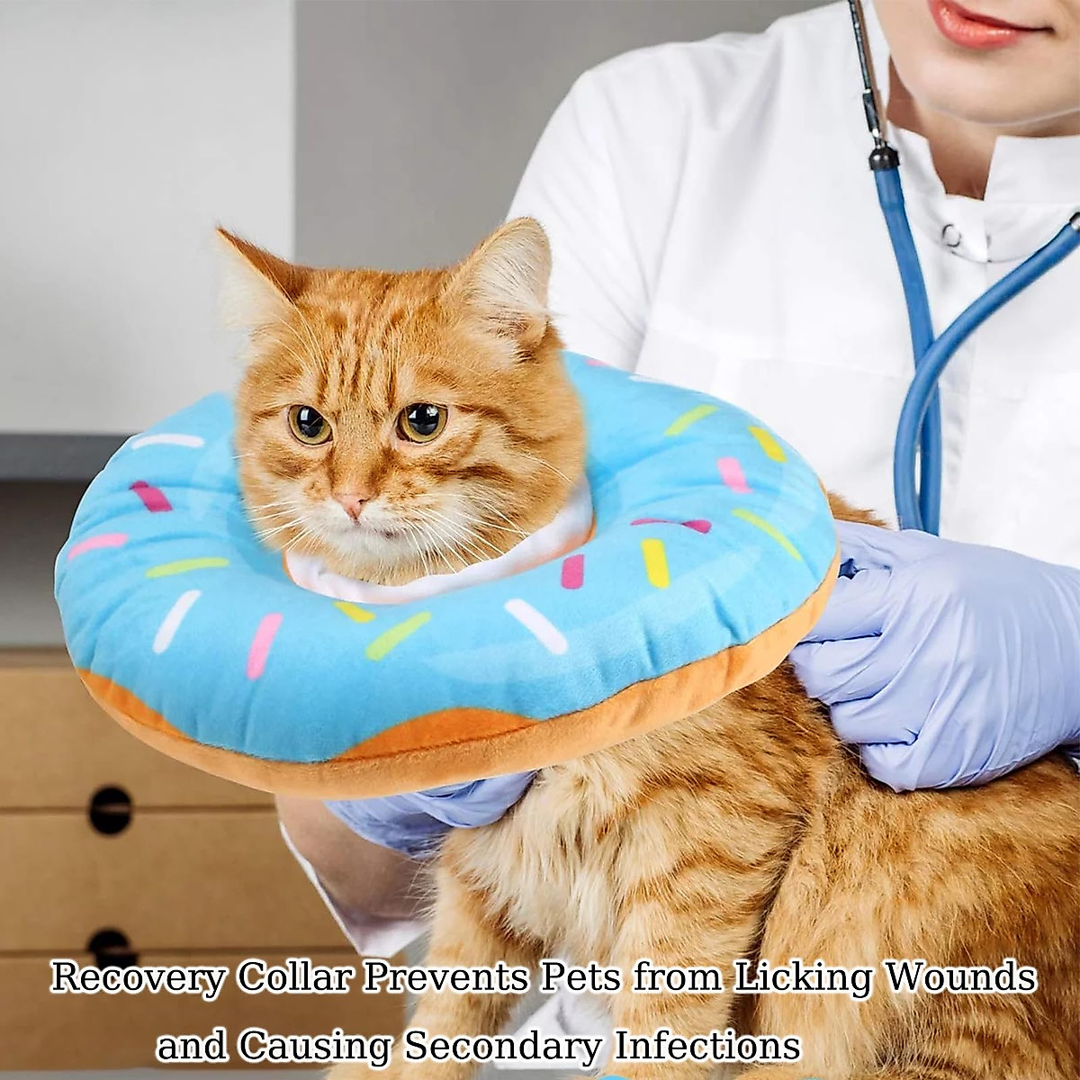 Soft Cat Cone,Donut Cat Cone Collar Soft, Adjustable Cat Recovery Collar, Soft Kitten Cone, Cat Cones to Stop Licking, Cute Cat Donut for Cats Neck,Soft Elizabethan Collars After Surgery