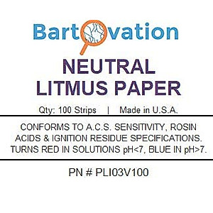 Neutral Litmus Paper [Vial of 100 Test Strips] for Acidity/Alkalinity Testing