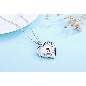 YOUFENG Locket Necklace that Holds Pictures Initial Alphabet A-Z Letter Pendant Necklace Platinum Plated Gifts for Women
