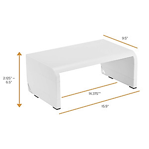 Bostitch Office Konnect Adjustable Monitor Stand Riser, 4 Height Adjustments, Built-In Cable Management, Rubber Feet - White