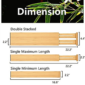 Popin Lover Drawer Adjustable Dividers Bamboo Separators Organization Expandable Organizers 17-22inch for Kitchen Bedroom Bathroom Dresser Baby Drawers & Closet Office 4-pack
