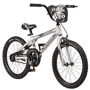 Pacific Vortax BMX Style Kids Bike, for Boys and Girls Ages 6+ Year Old, Single Speed, 20-Inch Wheels, Adjustable Seat, Durable Frame, Coaster and Hand Brake, Silver