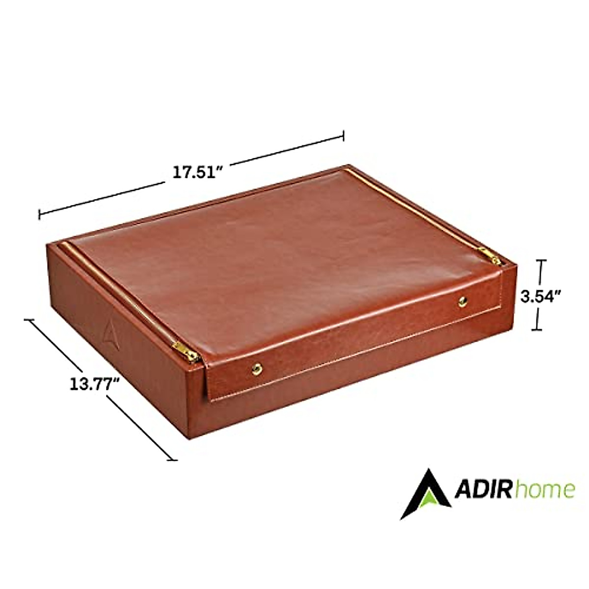 AdirHome Kitchen Silverware Utensil Holder, Leather Storage Box with Organizer Tray for Kitchen Tools Accessories Flatware Cutlery Set Knife Holder, Brown