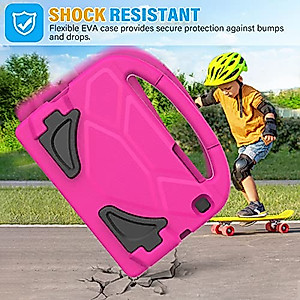 SUPLIK Kids Case for Samsung Galaxy Tab A 8.0 inch 2019 ONLY(SM-T290/T295), Galaxy Tab A 8.0 2019 Case with Screen Protector, Durable Shockproof Handle Stand Protective Cover, Pink