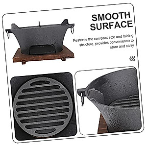 Happyyami 1 Set Grill Portable Grill Stand Hibachi Grill Outdoor Stove Burner Stove Charcoal Fire Stove Grilling Tools Camping Barbecue Stove Iron Grill Charcoal Grill Stove Cast Iron Black