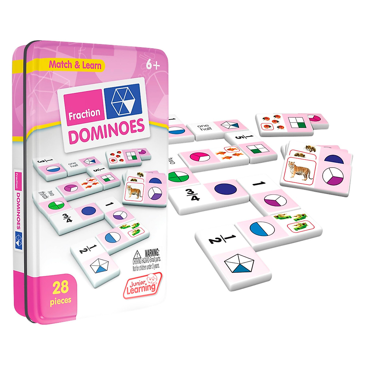 Junior Learning JL485 Fraction Dominoes, Multi 7.8 H x 4.7 L x 1.5 W