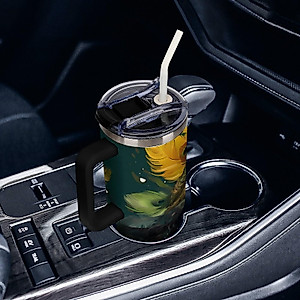 African American Women 40 Oz Tumbler with Handle Insulated Stainless Steel Travel Coffee Mug Leakproof Water Bottle Black-Color