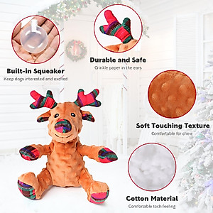Chngeary Christmas Dog Chew Toys for Small Medium Large Dogs, Bite Resistant Design Christmas Squeaky Plush Dog Toys Ugly and Cute Elk Used as Puppy