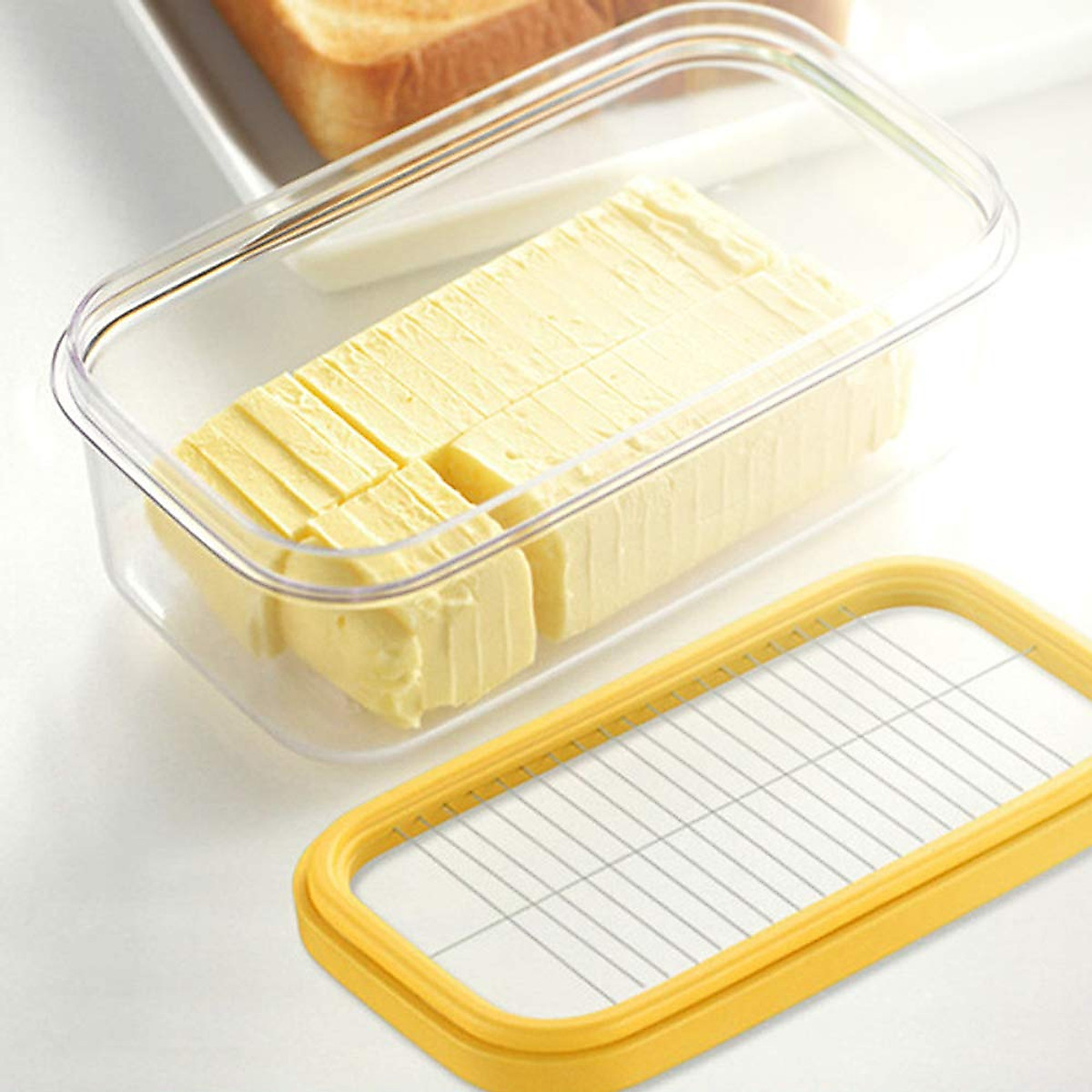 Butter Cutter Box, Butter Cutter Slicer Butter Dish with Lid and Cutter, Plastic Butter Keeper Container Case for Countertop or Fridge