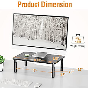ELIVED 2 Pack Monitor Stand Riser - 3 Height Adjustable Monitor Stand for Laptop, Computer, PC, Printer, Mesh Metal Monitor Riser for Desktop Organizer.
