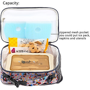 FlowFly Kids Lunch Bag, Durable Insulated School Lunch Box with Shoulder Strap and Bottle Holder, Water-resistant Thermal Small Lunch Cooler Tote for Teen Boys & Girls,Truck