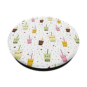 Happy Boba Tea Bubble Tea Milk Tea - White Phone Accessory PopSockets PopGrip: Swappable Grip for Phones & Tablets
