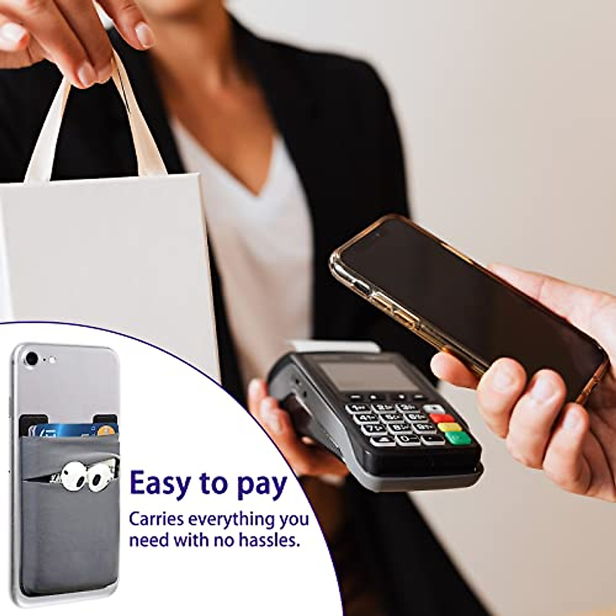 SHONDE Card Holder, Stick-on Wallet Functioning as iPhone Wallet Case, Android Phone Case with a Card Holder, Credit Card Wallet, Card Case and Money Clip (Dark Grey)