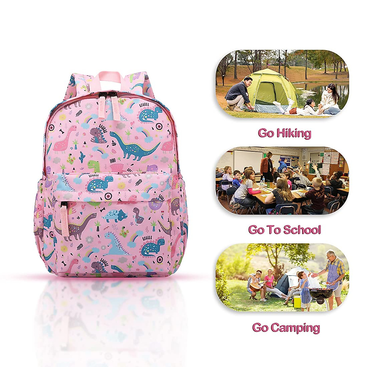 THE Crafts Cute Unicorn Dinosaur Toddler Backpack for Boys Girls,Preschool Kindergarten Nursery Travel School Bag with Chest Buckle (Pink Dinosaur)