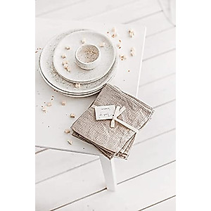 Pure 100% Linen Dish Towels - Set of 2 Linen Kitchen Towels Waffle Weave Natural Color - 13 x 29-inch Soft Lightweight Stone-Washed Linen Hand Towels - Quick-Dry Linen Tea Towel - Kitchen Linens