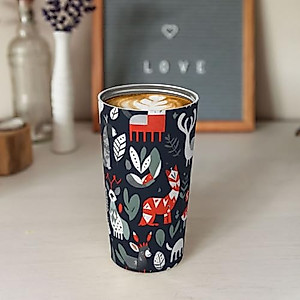 WANGZHAO Scandinavian Animals Print Double Wall Stainless Steel Vacuum Insulated Tumbler Cup Home Thermal Cup
